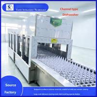 China Semi-submersible commercial dishwasher fully automatic tunnel production line equipped with soaking pre-rinse tank, 304 stainless steel body, integrated washing, rinsing, disinfecting and drying funct for sale