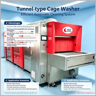 China Tunnel‑Type Cage Washer Continuous Automatic Animal Cage Washing Sanitizing Drying Machine For Large Animal Laboratory Vivarium Breeding Base for sale