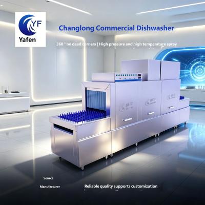 China Intelligent Long Dragon Commercial Dishwasher Full-Automatic Production Line Touch Control Operation School Factory Canteen Large Capacity Washer for sale