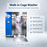 China Large Capacity Walk In Cage Washer 316L Stainless Steel 7 Min Cycle 1600 Cages Per Hour for sale