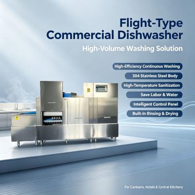 China Commercial conveyor dishwasher, hood‑type washing‑disinfection integrated machine, large‑scale dishwasher for restaurants and canteens, durable stainless‑steel kitchen back‑of‑house equipment for sale