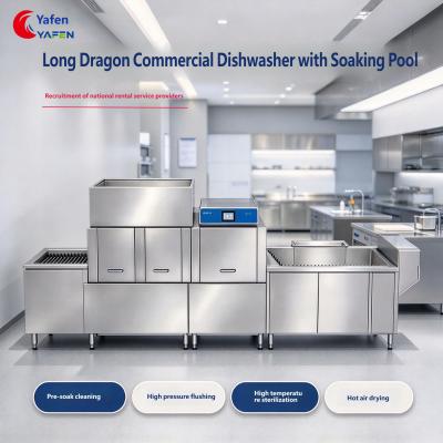 China Yafeng Semi-Embedded Commercial Dishwasher with Soaking and Debris Removal Basin, Large Cafeteria Fully Automatic Tableware Washer for sale