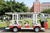China Semi-Enclosed Electric Sightseeing Tourist Bus 8 Seats 4 Rows Lead-Acid Battery Travel Club Transport for sale