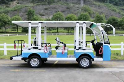 China Semi-Enclosed Electric Sightseeing Tourist Bus 4 Rows with 8 Seats with Lead-acid Battery for Travel Club for sale