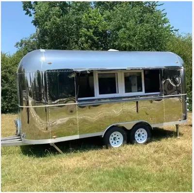 China Hot Selling Mirror Stainless Steel Food Truck Trailer: Outdoor Street BBQ & Fast Food Mobile Kitchen with Standard Ventilation & Hygiene Features for Festivals, Markets & Daily Operations for sale