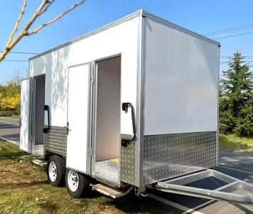 China Luxury Mobile Toilet Trailer with 2 stall Portable Public Restroom Insulated, Weatherproof Portable Restroom for Outdoor Events for sale
