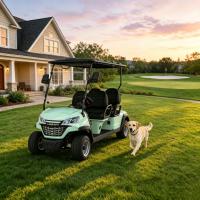 China Smart Low Chassis Electric Golf Cart 4 Seats CVT Automatic Electronic Braking Anti-Rollback Downhill Speed Control for sale