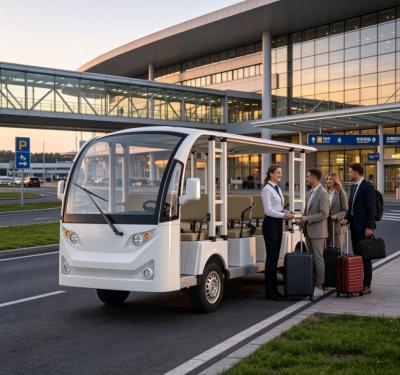 China 11 Seat Electric Resort Shuttle 4235 mm Compact Tourist Cart 5 kW Motor 8.2 kWh Standard Fleet Vehicle for sale