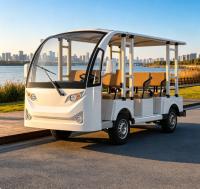 China Compact 8 Seat Electric Sightseeing Car 3900 mm Body 4.5 m Turning Radius Open-Air Park Shuttle for sale