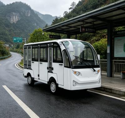 China Compact 8 Seat Enclosed Electric Sightseeing Car 3900mm Body 4.5m Turning Radius Scenic Park Tour Shuttle for sale