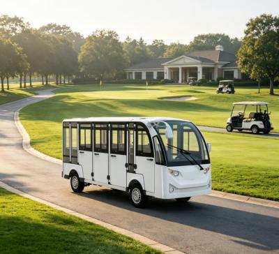 China 11 Seat Enclosed Electric Resort Shuttle 4235mm Body 8.2kWh Battery Hotel Guest Transfer Cart for sale