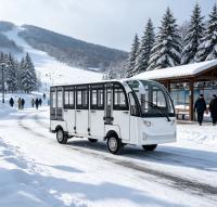 China 11 Seat Enclosed Electric Resort Shuttle 4235mm Body 8.2kWh Battery Hotel Guest Transfer Cart for sale