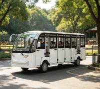 China 17 Seat Enclosed Electric City Tour Shuttle 5735mm Wheelbase Panoramic Glass Cabin Night Sightseeing Cart for sale