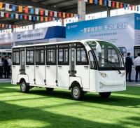 China 14 Seat Enclosed Electric Sightseeing Bus 4985mm Aluminum Pattern Floor MacPherson Suspension Group Tour Vehicle for sale
