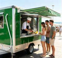 China Customized Stainless Steel Mobile Food Trailer Ice Cream Coffee Cart with Complete Commercial Kitchen for sale