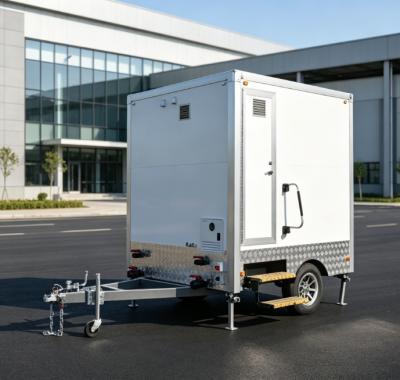 China Single Stall Mobile Restroom Trailer Portable Toilet with AC Heating FRP Body for sale