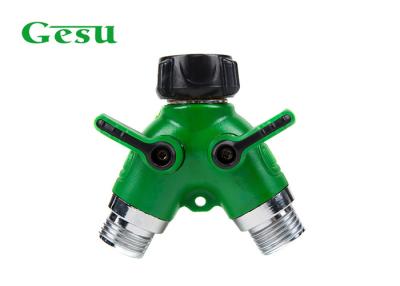 China Garden Plastic Tap Connector , 2 Way Water Splitter Comfortable Rubberized Grip for sale