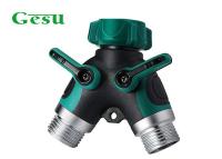 China 2 Way Garden Hose Splitter Comfortable Rubberized Grip Easy To Open Valve for sale