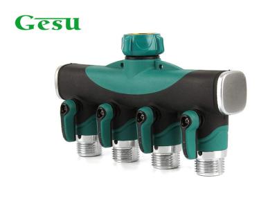 China Four Way Hose Connector Outside Faucet Splitter With Rubberized Grip for sale