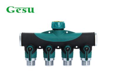 China Heavy Duty Plastic Tap Connector 4 Way Garden Hose Splitter ANSI Thread Standard for sale
