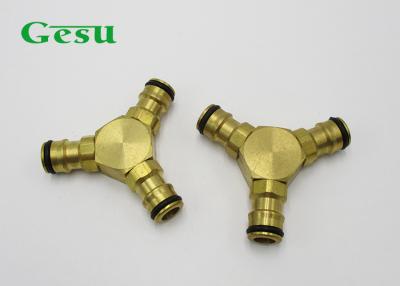 China Maxi Flow Brass Garden Hose Connectors / Three Way Garden Hose Splitter With Y Shape for sale