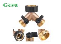 China Y Valve Brass Thread Adapter Two Way Tap Adaptor With Comfort Grip for sale