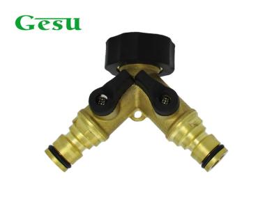 China 2 Way Double Hose Tap Connector / Solid Brass Y Hose Connector Washing Machine for sale