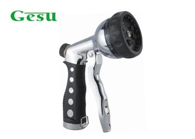 China Hand Held Water Hose Spray Nozzle 7 Pattern Metal Pistol Grip Trigger for sale
