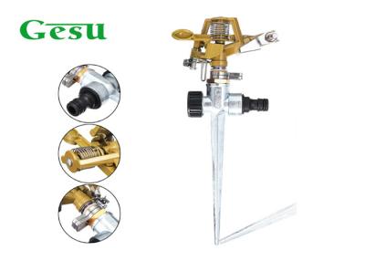 China Zinc Round Garden Impulse Sprinkler Set / Rotating Water Sprinkler With Metal Spike for sale