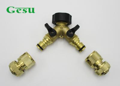 China Quick Release 2 Way Hose Connector Set With Two Way Hose Valve for sale
