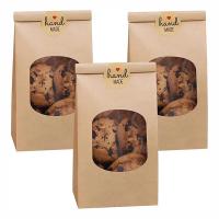 China Bakery Bags with Window Brown Tin Tie Tab Lock Bags Kraft Paper Bags for Cookies, Coffee for sale