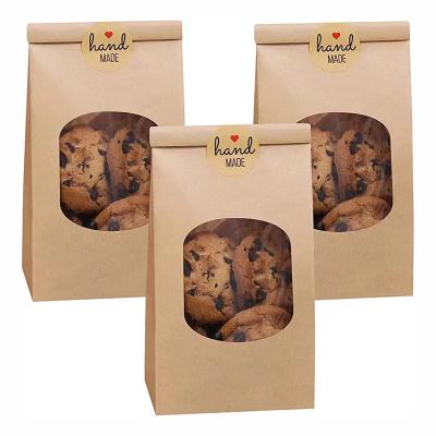 China Bakery Bags with Window Brown Tin Tie Tab Lock Bags Kraft Paper Bags for Cookies, Coffee for sale