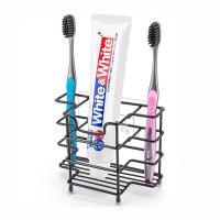 China Wall Mount 304 Stainless Steel Toothbrush Holder Bathroom Accessories Organizer Black for Bathroom for sale