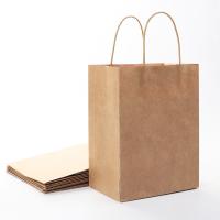 China Customized Fashion Shopping Bag Take Away Food Bag Brown Kraft Clothing Paper Bag for sale
