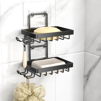 China No Drilling Wall Mounted Stainless Steel Double Soap Bar Holder for Shower and Kitchen for sale