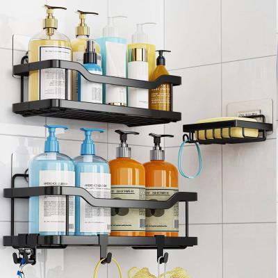 China Rustproof No Drilling 3 Pack Stainless Steel Shower Caddy with Soap Holder for Kitchen and Bathroom for sale