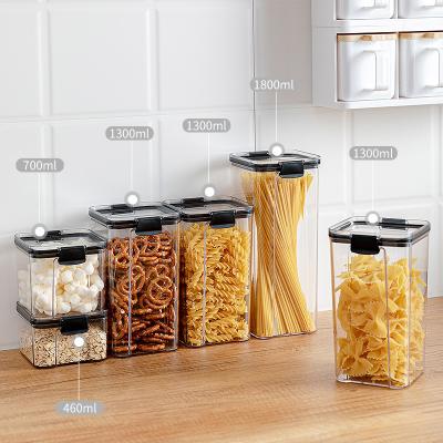 China Space Saver Stackable Clear PET Airtight Bulk Food Storage Containers Plastic Sealed Jar for sale
