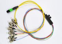 China Singlemode MPO Fiber Optic Patch Cord 12 Cores Yellow Color CE Certification for sale