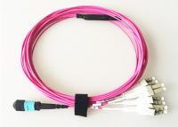 China Violet Color OM4 Patch Cord , MTP / MPO To LC 40G Fiber Optic Patch Cable for sale