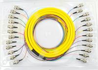 China Yellow 12 Core Single Mode Fiber Optic Cable Customized Length -40 - 75℃ Operating for sale