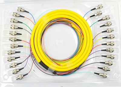 China Yellow 12 Core Single Mode Fiber Optic Cable Customized Length -40 - 75℃ Operating for sale