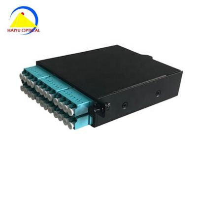 China 24 Cores OM3 OM4 40G  LC to MPO MTP Cassettes for 1U 19Inch MPOs Terminal for sale