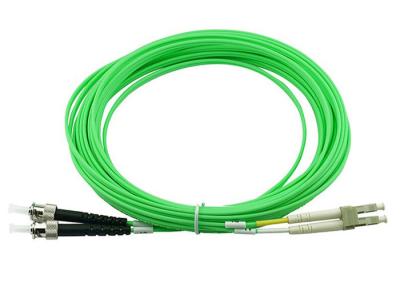 China 100G OM5 Duplex Fiber Optic Patch Cord 125μm LC To ST Lime Green for sale