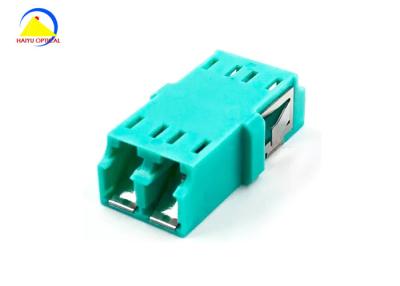 China Flangeless LC Fiber Optic Adapter 10G MM OM3 Aqua Duplex FTTH for sale