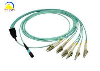 China 12F MPO Female Patch Cord 6 DLC 10G OM3 Aqua Color Around Cable for sale