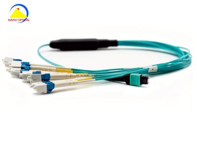 China 12F MPO Fiber Optic Patch Cord Male 6 DLC Uniboot Connector 10G OM3 Aqua Color for sale