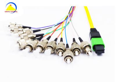 China 12F MPO Fiber Optic Ribbon Cable Female 12FC For FTTH FTTB for sale