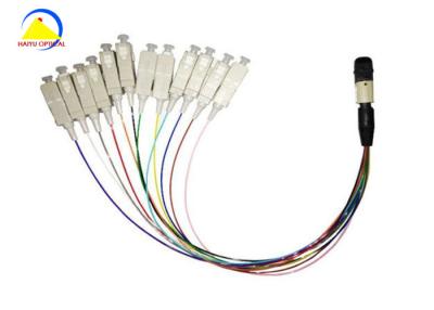 China 12F Fanout 10G OM3 Optical Fiber Patch Cord MPO To SC Fiber Optic Pigtail for sale