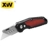 China SX355 Heavy Duty Premium Folding Utility Knife with Wooden Inlays and Aluminum head for sale