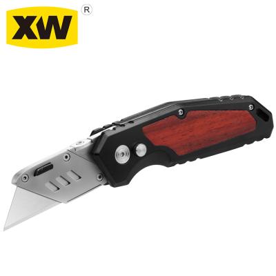 China SX355 Heavy Duty Premium Folding Utility Knife with Wooden Inlays and Aluminum head for sale